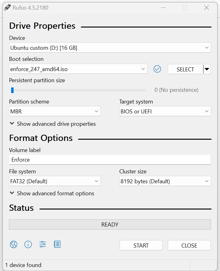 Creating a bootable USB installer from a threatER Enforce ISO image ...